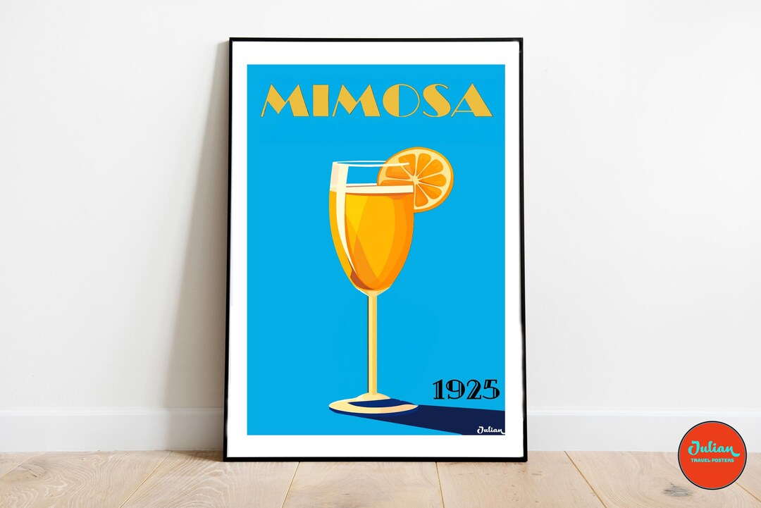 The Mimosa Cocktail Poster - Matte Vertical Posters, Cocktail Art Print ...