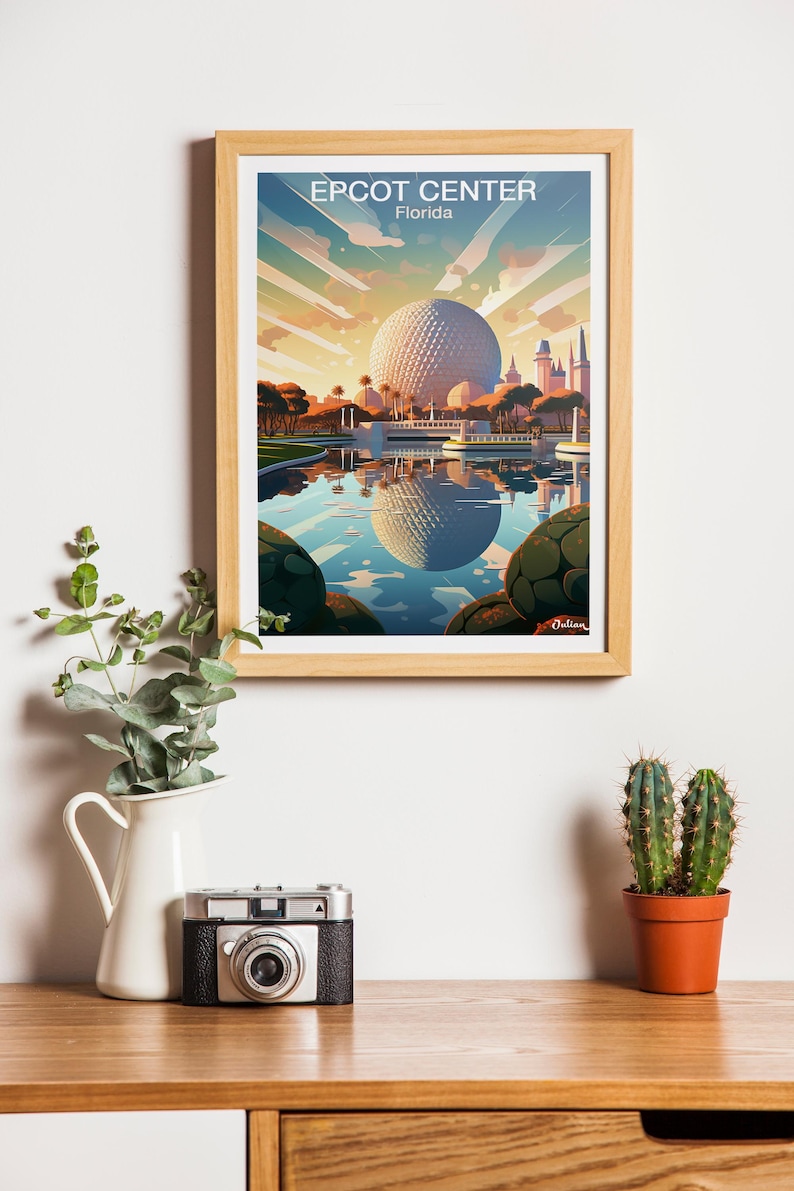 Epcot Center Poster: Spaceship Earth, Florida Travel Art - Etsy