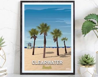 Clearwater Beach Travel Poster Beach Walk Florida Printed Poster Wall ...