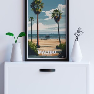 Malibu Travel Poster - Matte Vertical Posters, F1 Art Print, Decor ...