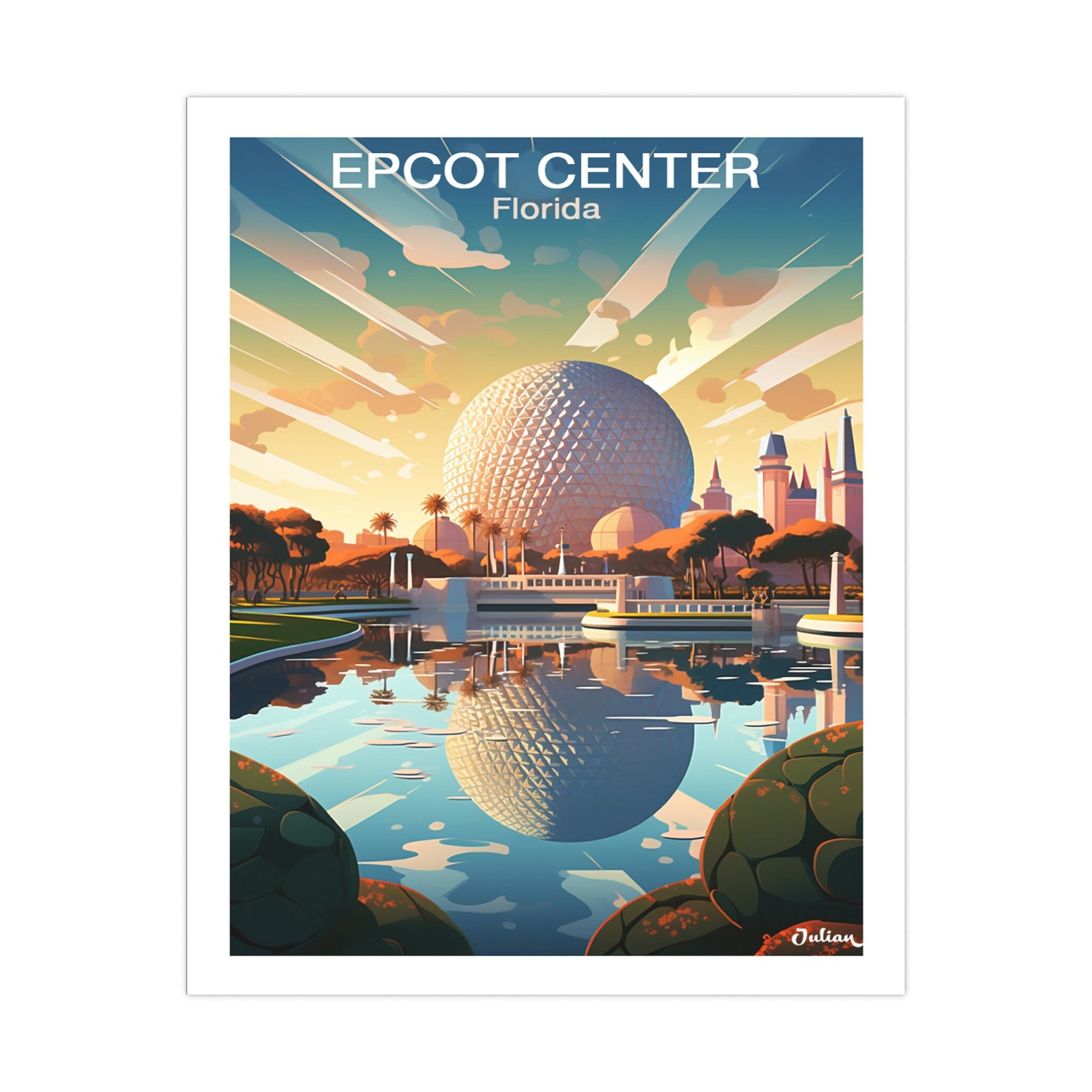 Epcot Center Matte Poster Wall Art Print, Florida Travel Decor ...