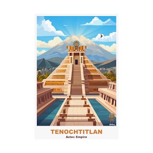 Tenochtitlan - Aztec Empire Mexico | Travel Poster | Modern Wall Art - Etsy