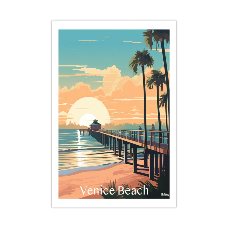 Venice Beach Florida Matte Poster, Coastal Wall Art Print, Gulf of ...