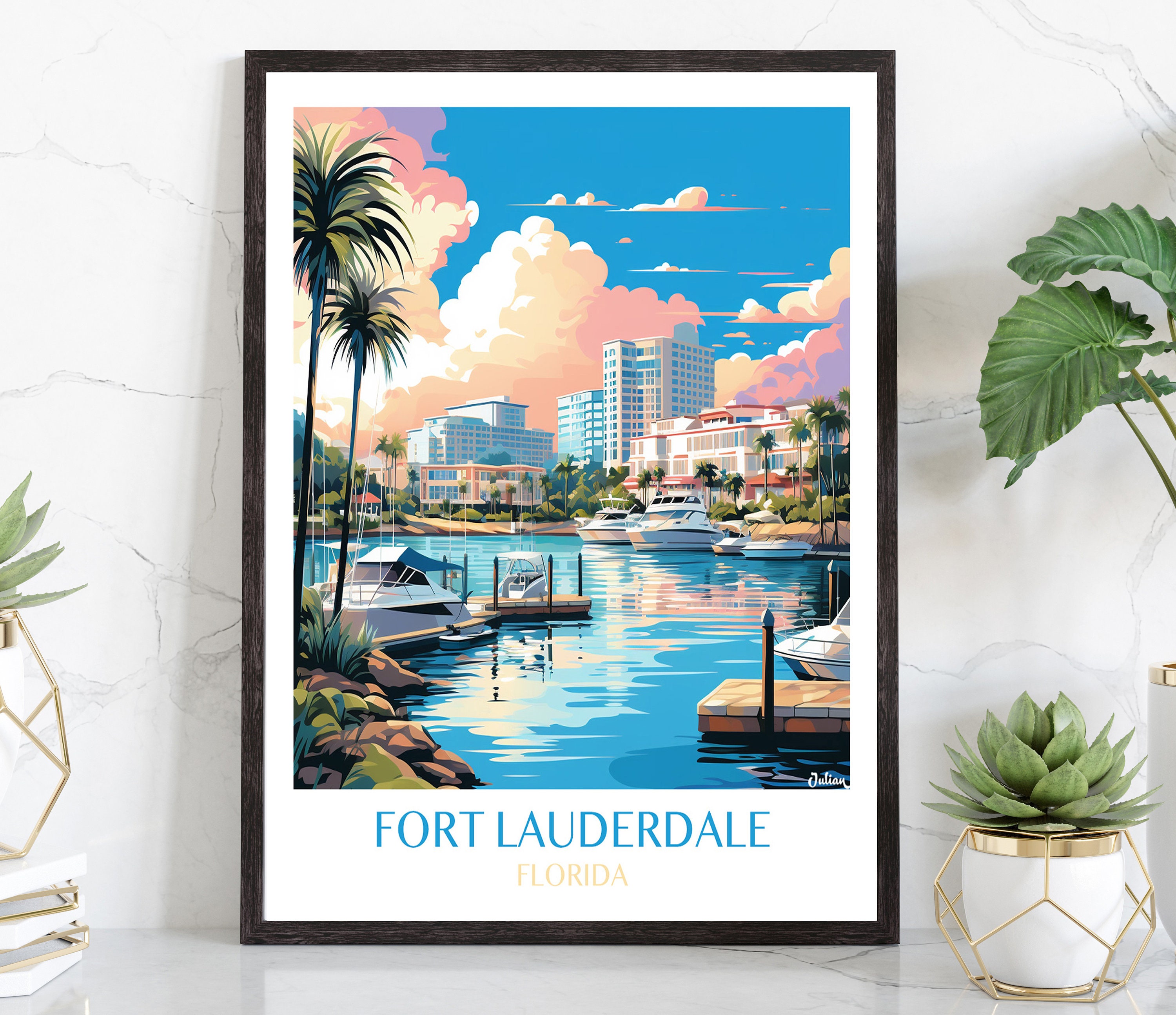 Fort Lauderdale, Florida | Travel Poster | Modern Wall Art - Etsy