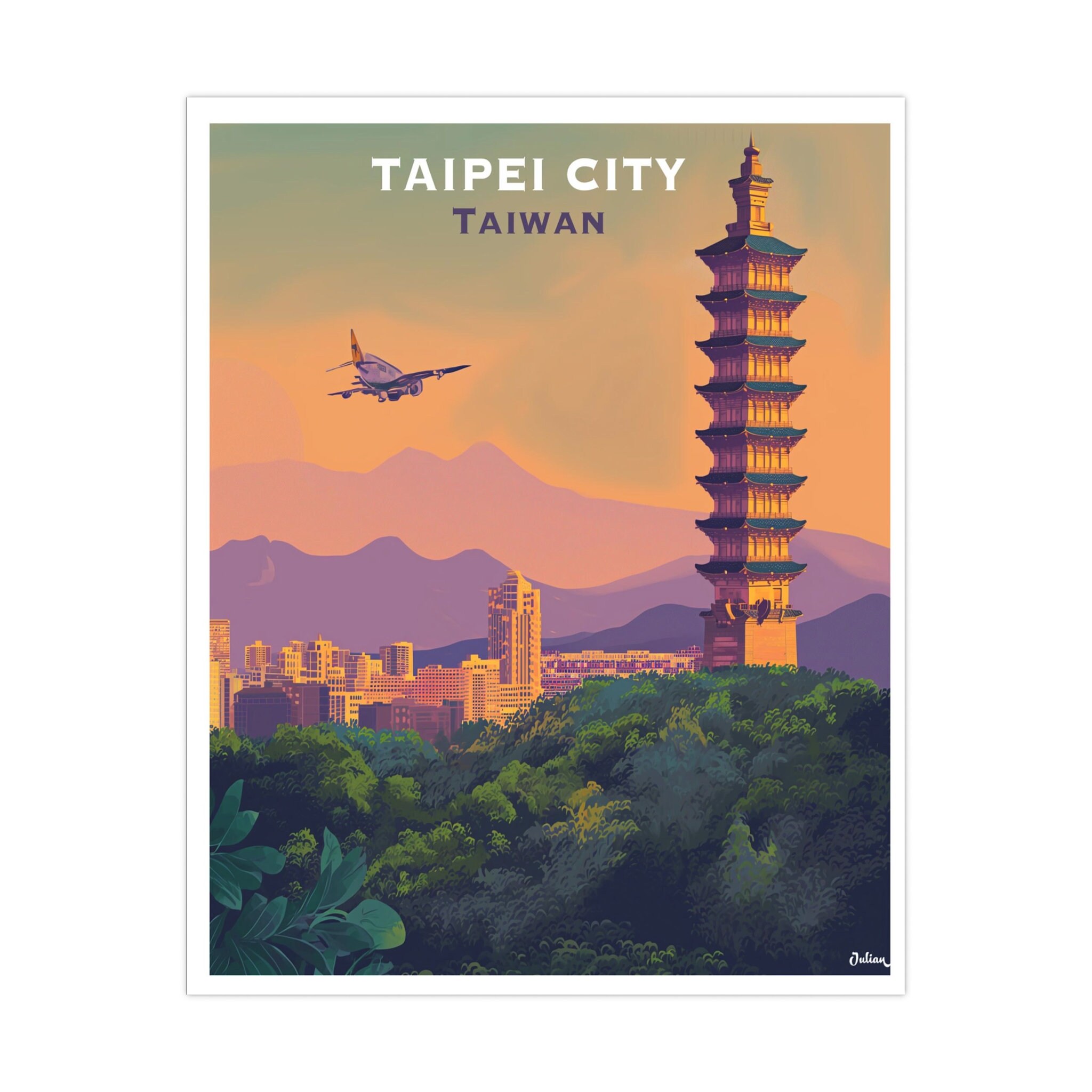 Taipei City, Taiwan Travel Poster Modern Wall Art - Etsy