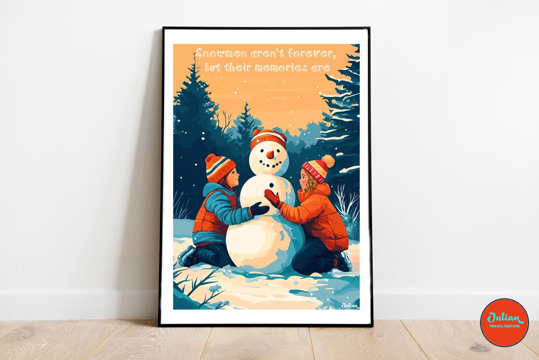 Snowman Christmas Poster - Matte Vertical Posters, Christmas Art Print ...