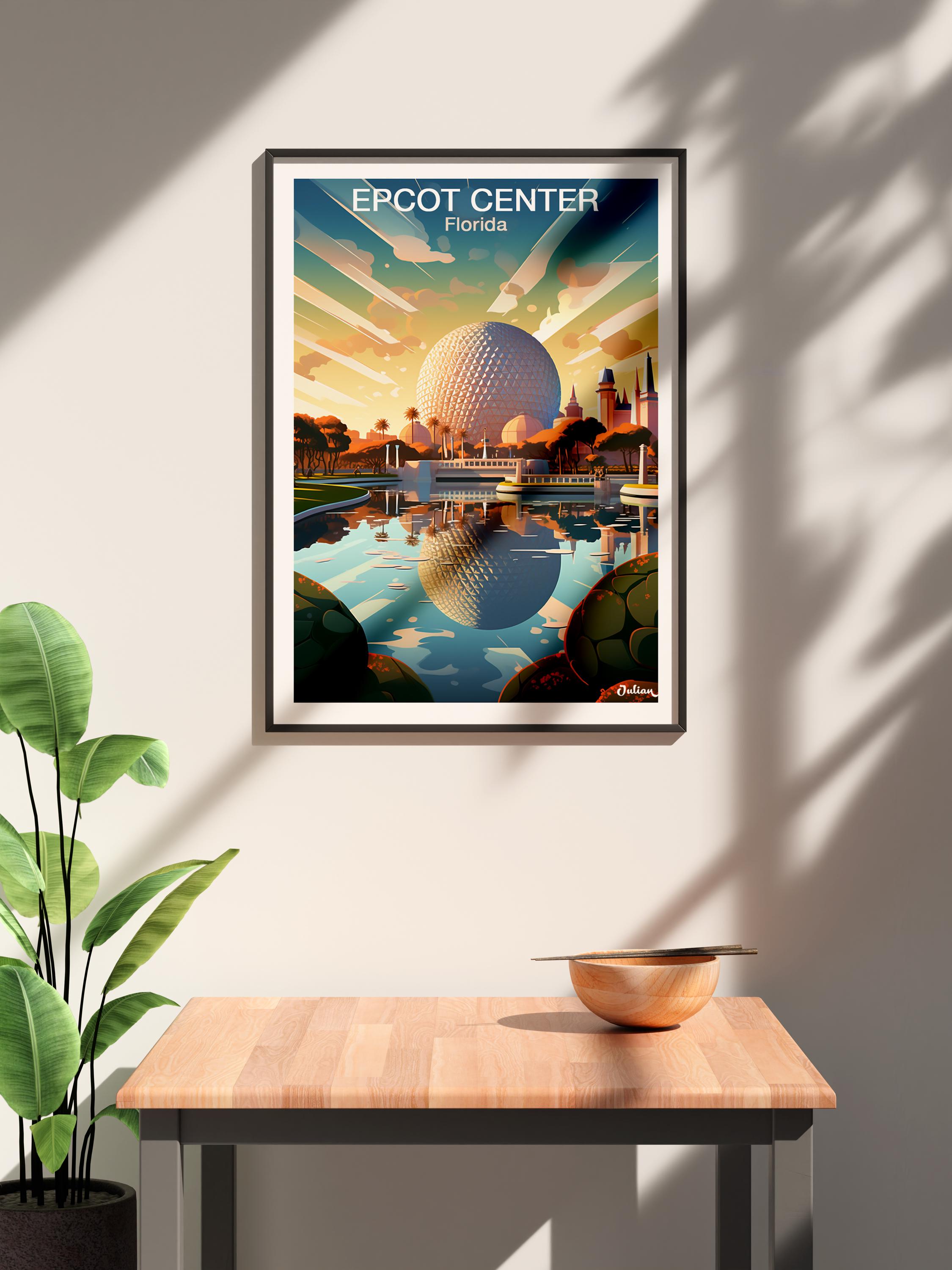 Epcot Center Poster: Spaceship Earth, Florida Travel Art - Etsy