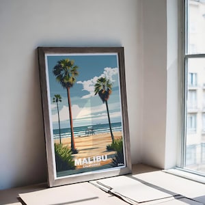 Malibu Travel Poster - Matte Vertical Posters, F1 Art Print, Decor ...