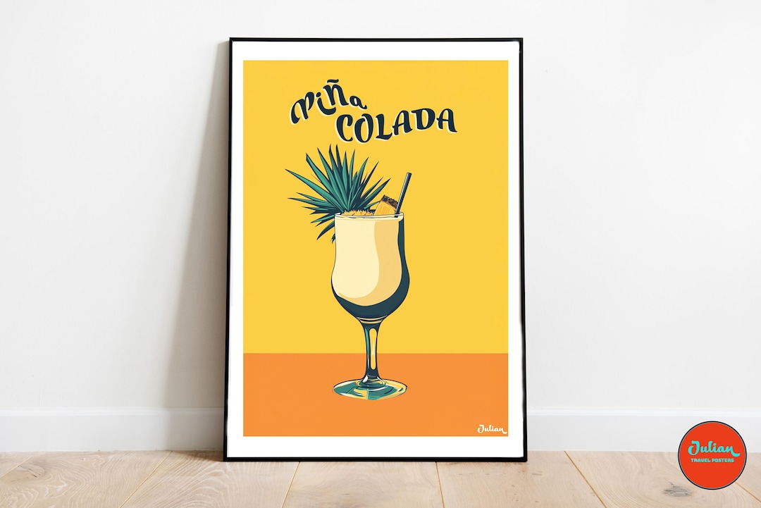 The Pina Colada Cocktail Poster - Matte Vertical Posters, Cocktail Art ...