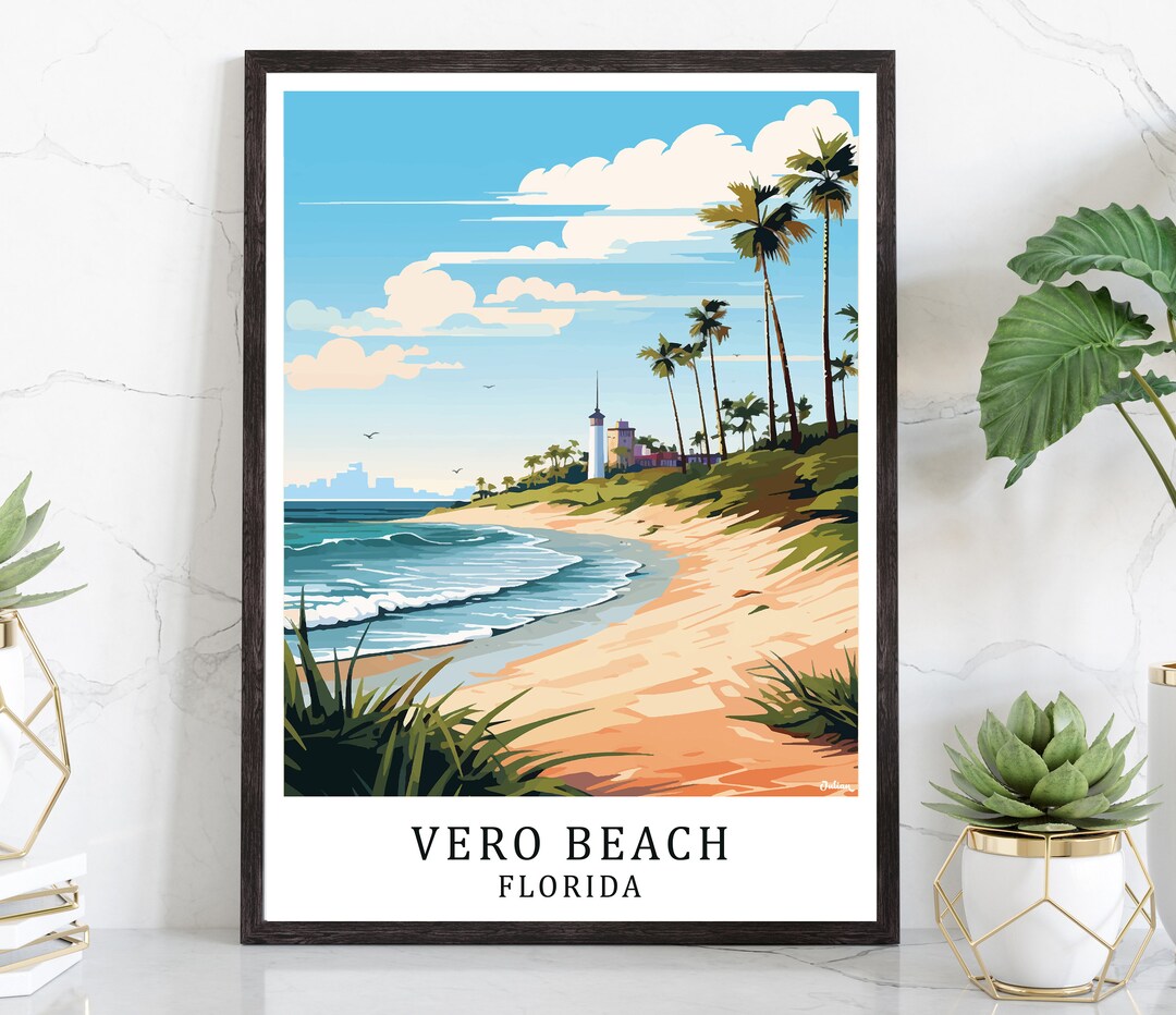 Vero Beach Coastline Travel Poster | Modern Wall Art European Prints - Etsy