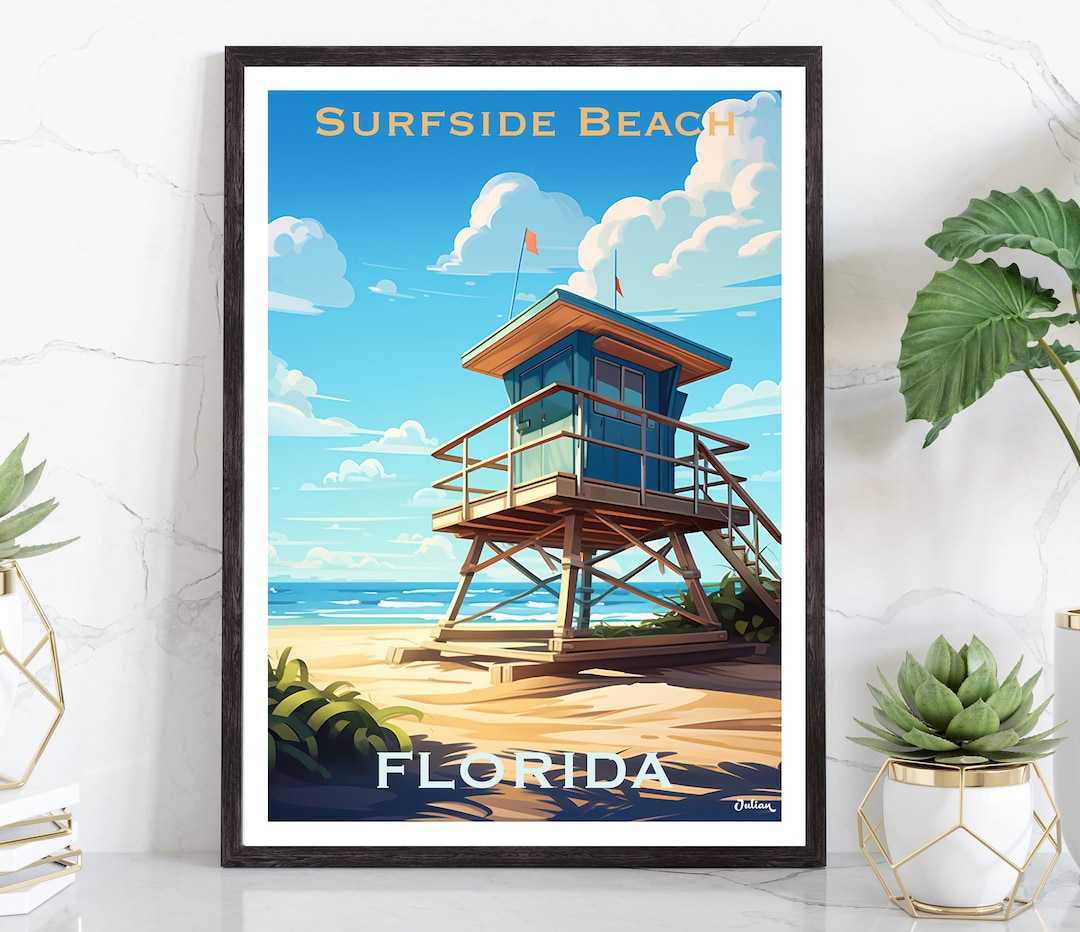 Surfside Beach, Florida | Travel Poster | Modern Wall Art - Etsy