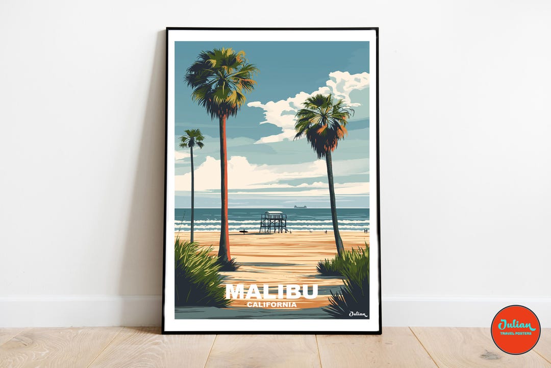 Malibu Travel Poster - Matte Vertical Posters, F1 Art Print, Decor ...