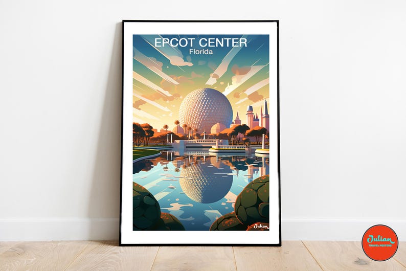 Epcot Center Poster: Spaceship Earth, Florida Travel Art - Etsy