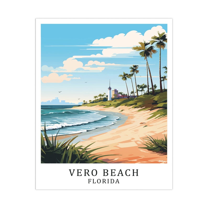 Vero Beach Coastline Travel Poster | Modern Wall Art European Prints - Etsy