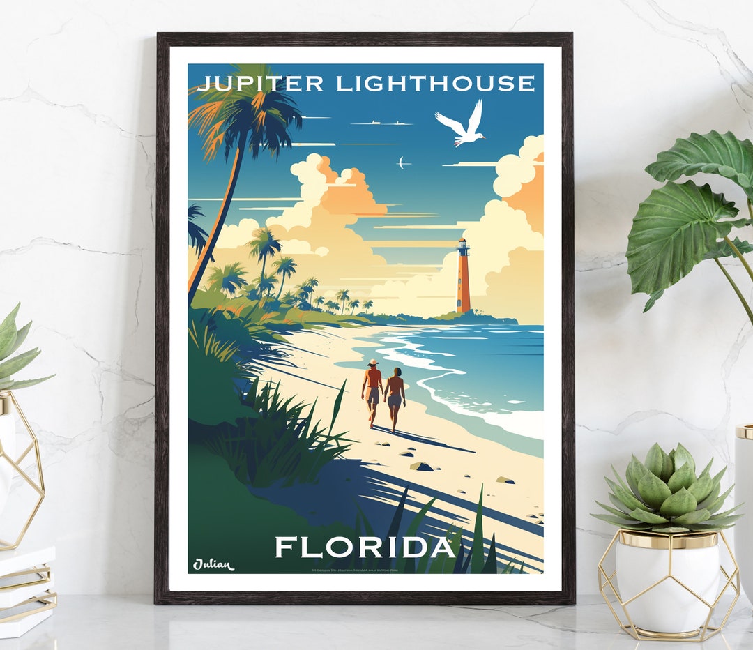 Jupiter Lighthouse, Florida | Travel Poster | Modern Wall Art - Etsy