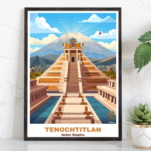 Tenochtitlan - Aztec Empire Mexico | Travel Poster | Modern Wall Art - Etsy