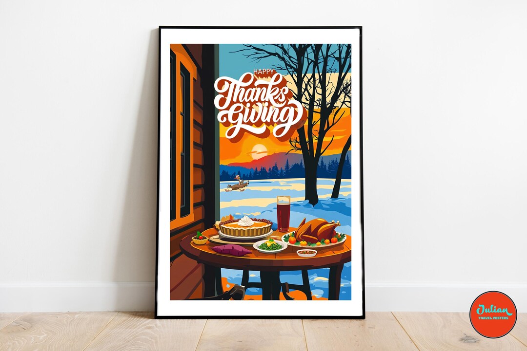 Winter Thanksgiving Art Print: Snowy Feast Scene, Holiday Decor - Etsy