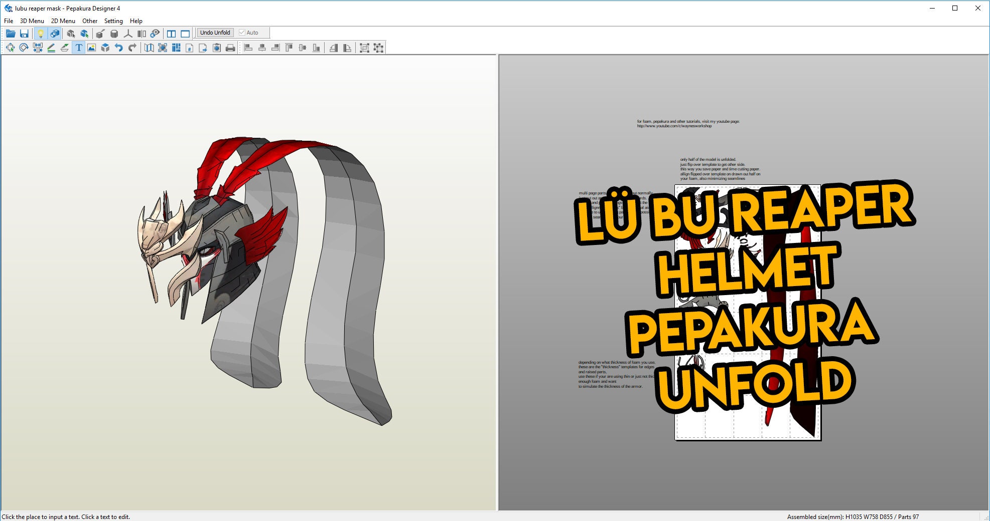 Lu Bu Reaper Armor template Set Pepakura foam cosplay pattern - Etsy España