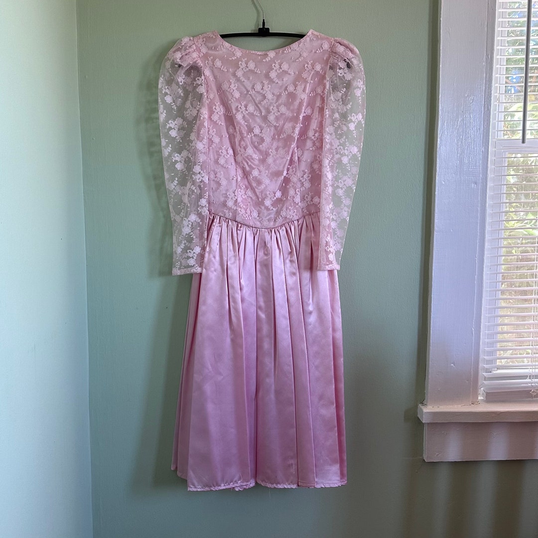 Vintage 80s Pretty in Pink Lace Prom Dress Size Xsmall - Etsy