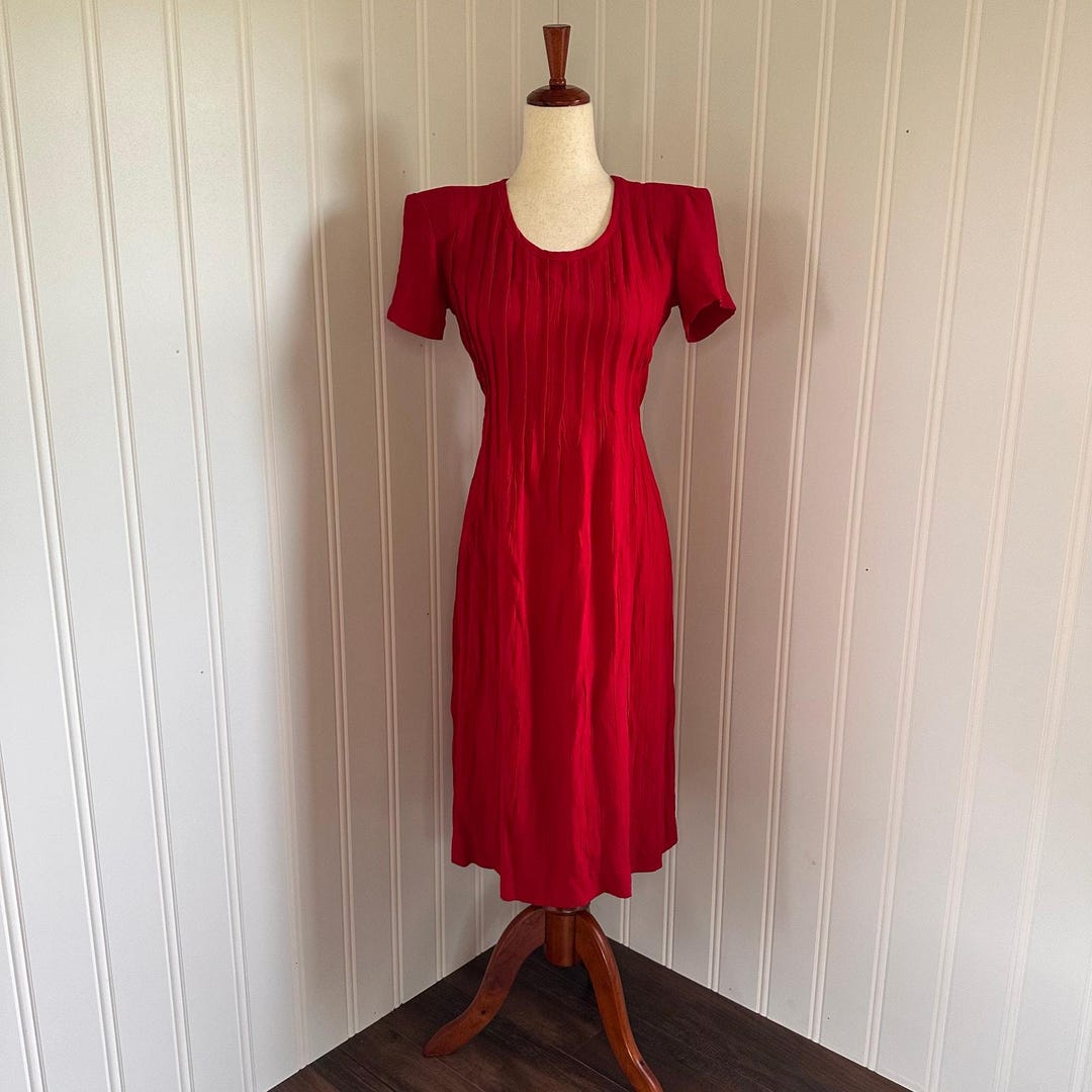 Vintage 90s Cottagecore Red Dress 8 - Etsy