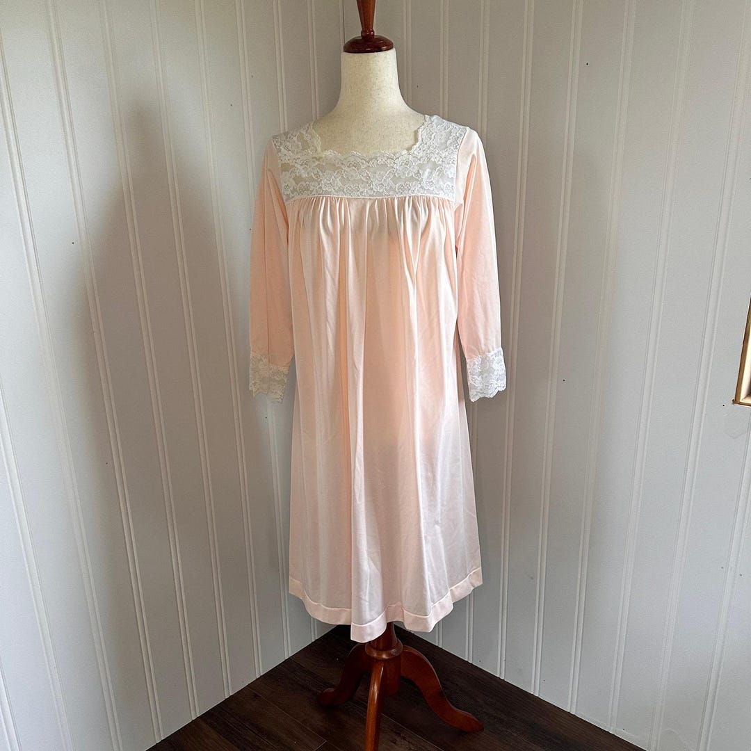 Vintage 70s Coquette Lace Pink Midi Gown S - Etsy