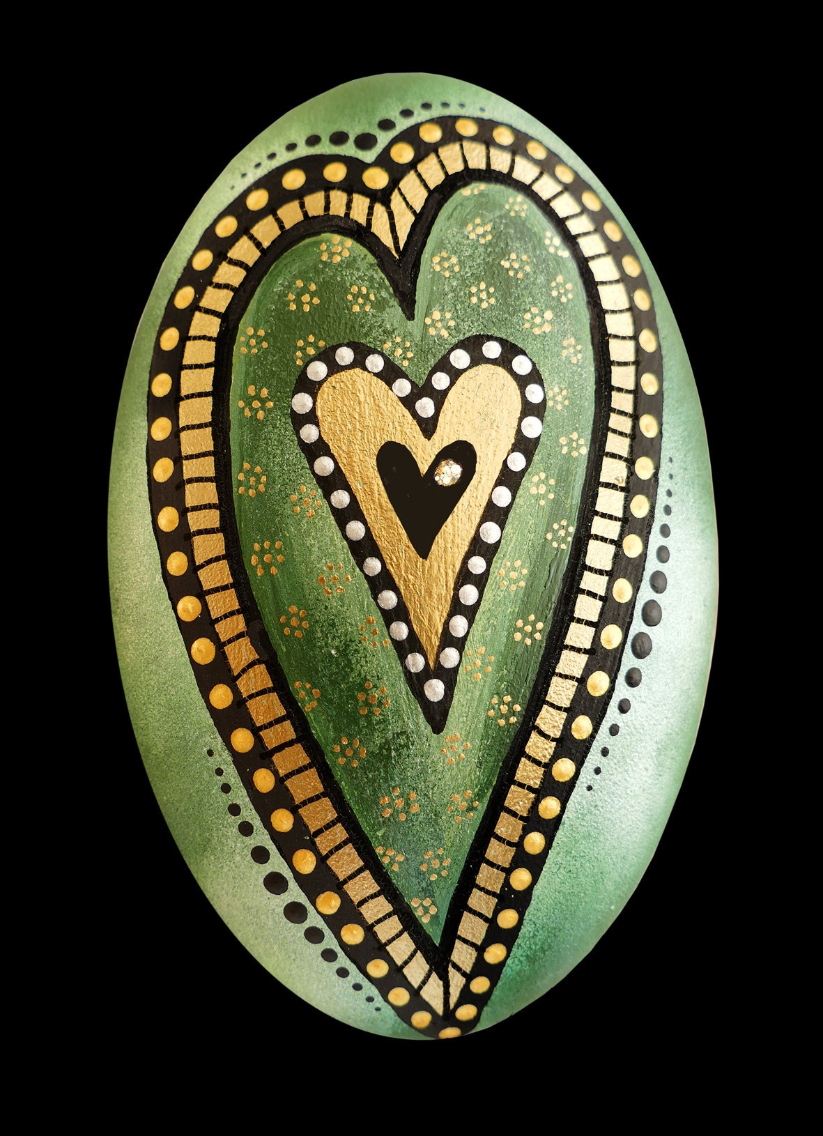 Hand Painted Heart Stone Rock Hand Made Dot Paint - Etsy