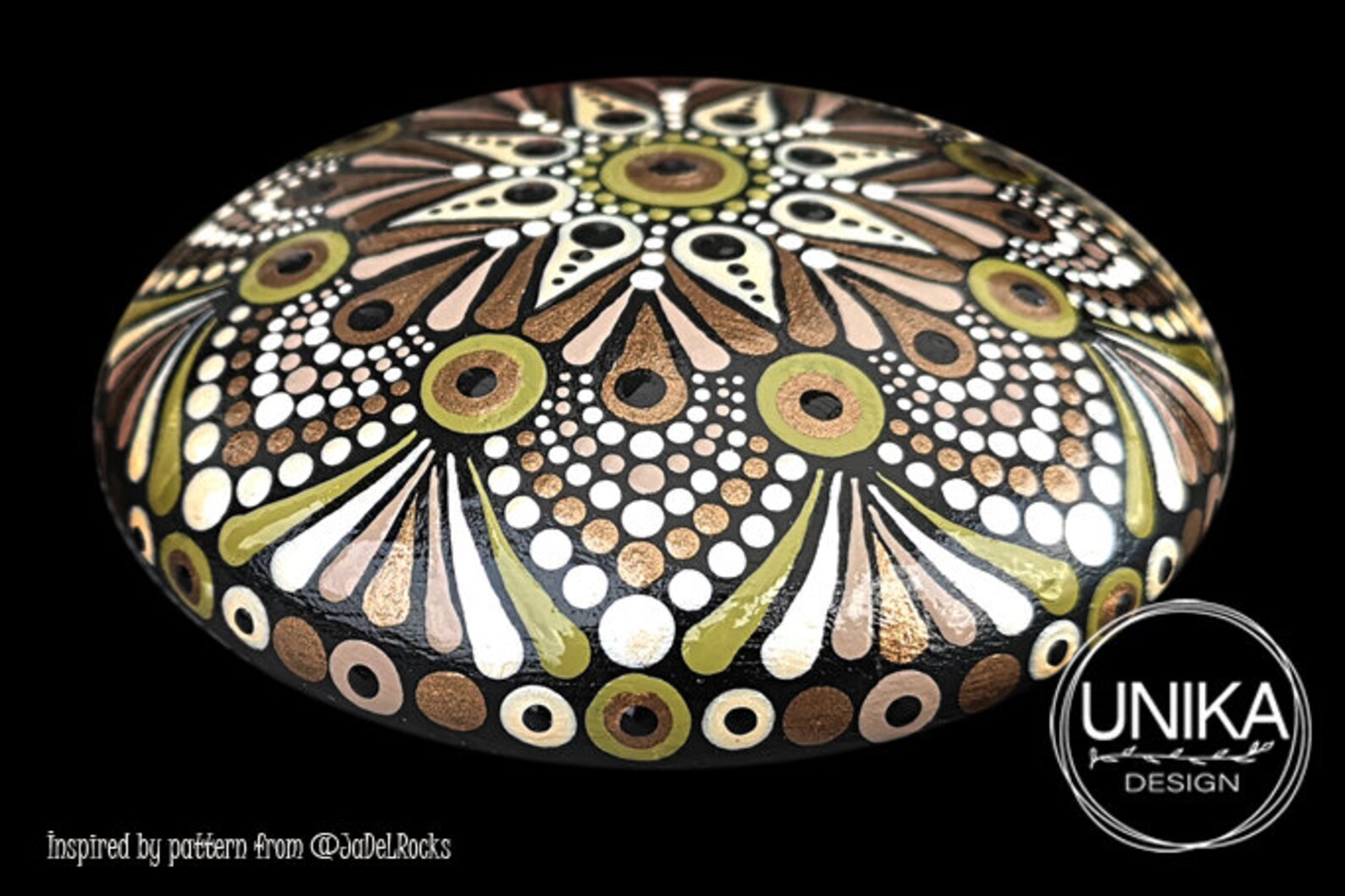 Hand Painted Mandala - Stone - Rock - Pebble - Dot Paint - Shiny - Gift ...