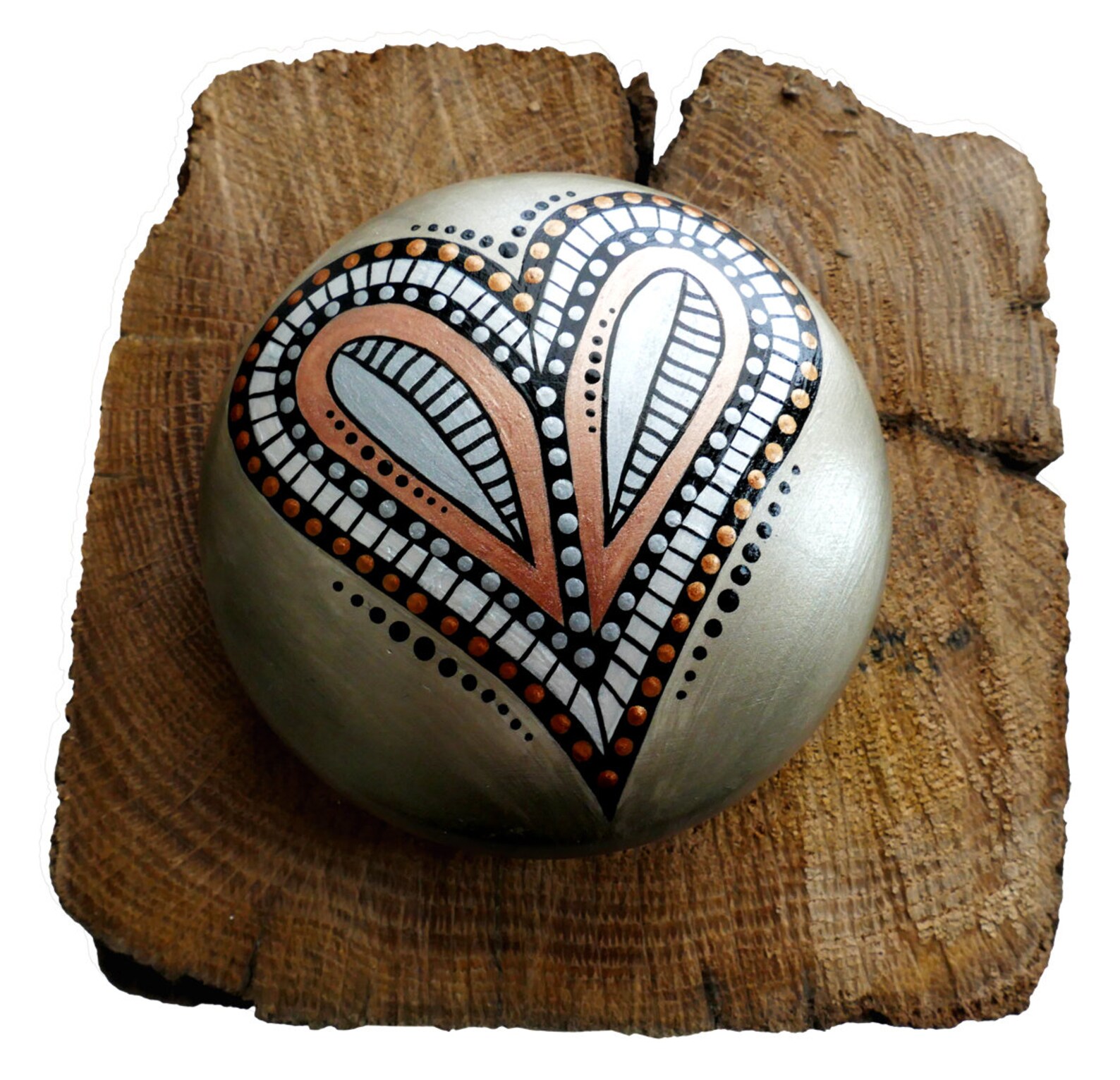 Hand Painted Stone in Metallic Colors - Etsy