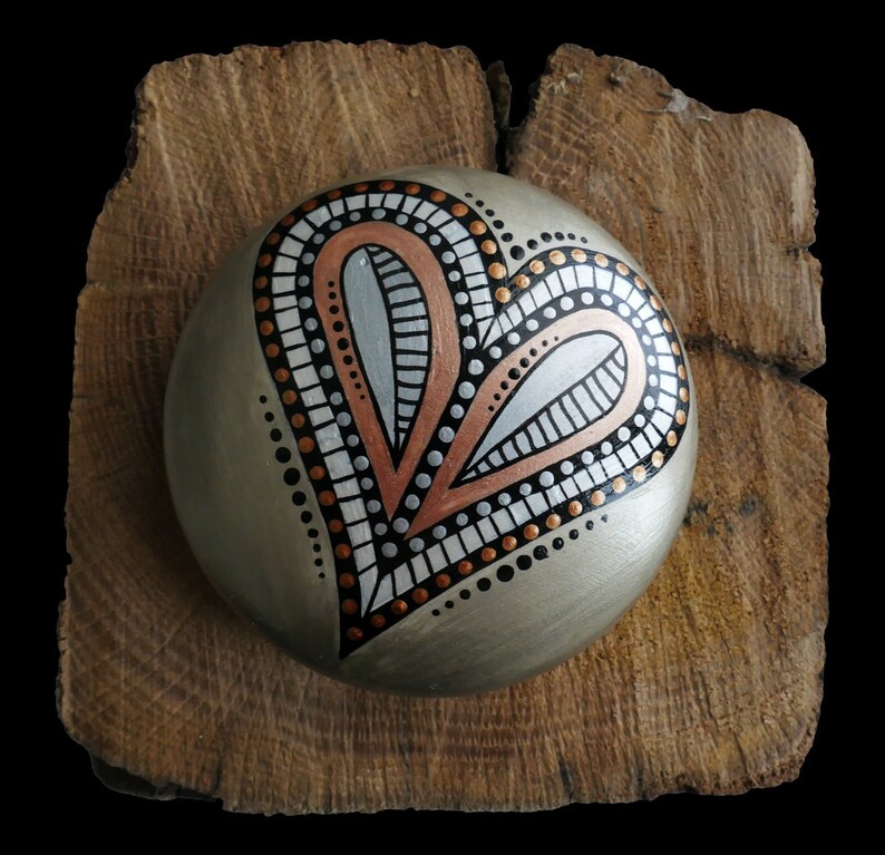 Hand Painted Stone in Metallic Colors - Etsy