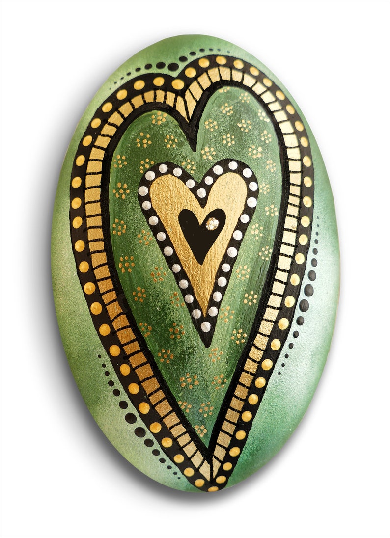 Hand Painted Heart Stone Rock Hand Made Dot Paint - Etsy