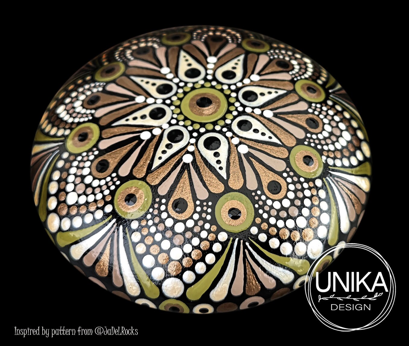 Hand Painted Mandala - Stone - Rock - Pebble - Dot Paint - Shiny - Gift ...