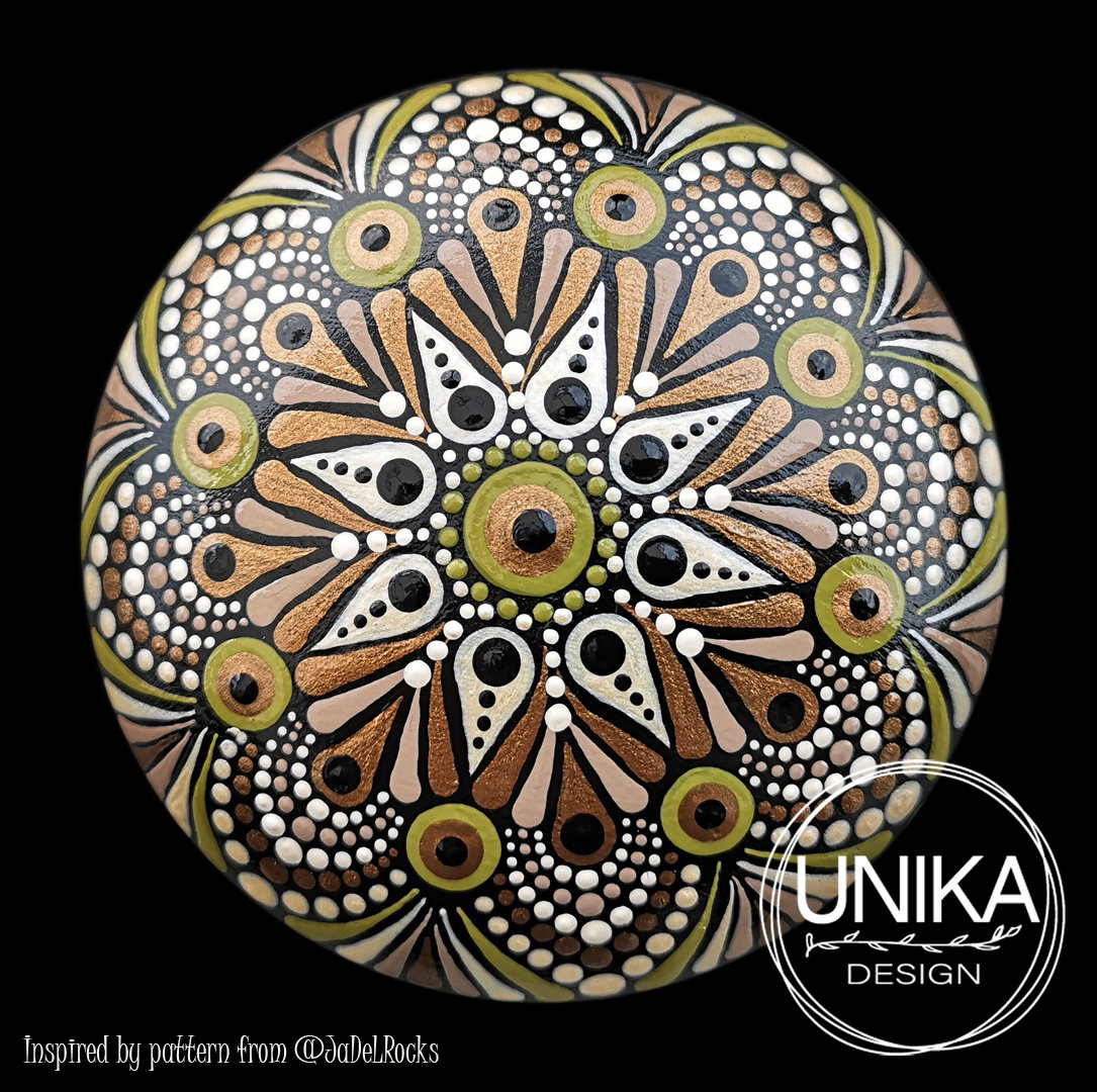 Hand Painted Mandala - Stone - Rock - Pebble - Dot Paint - Shiny - Gift ...