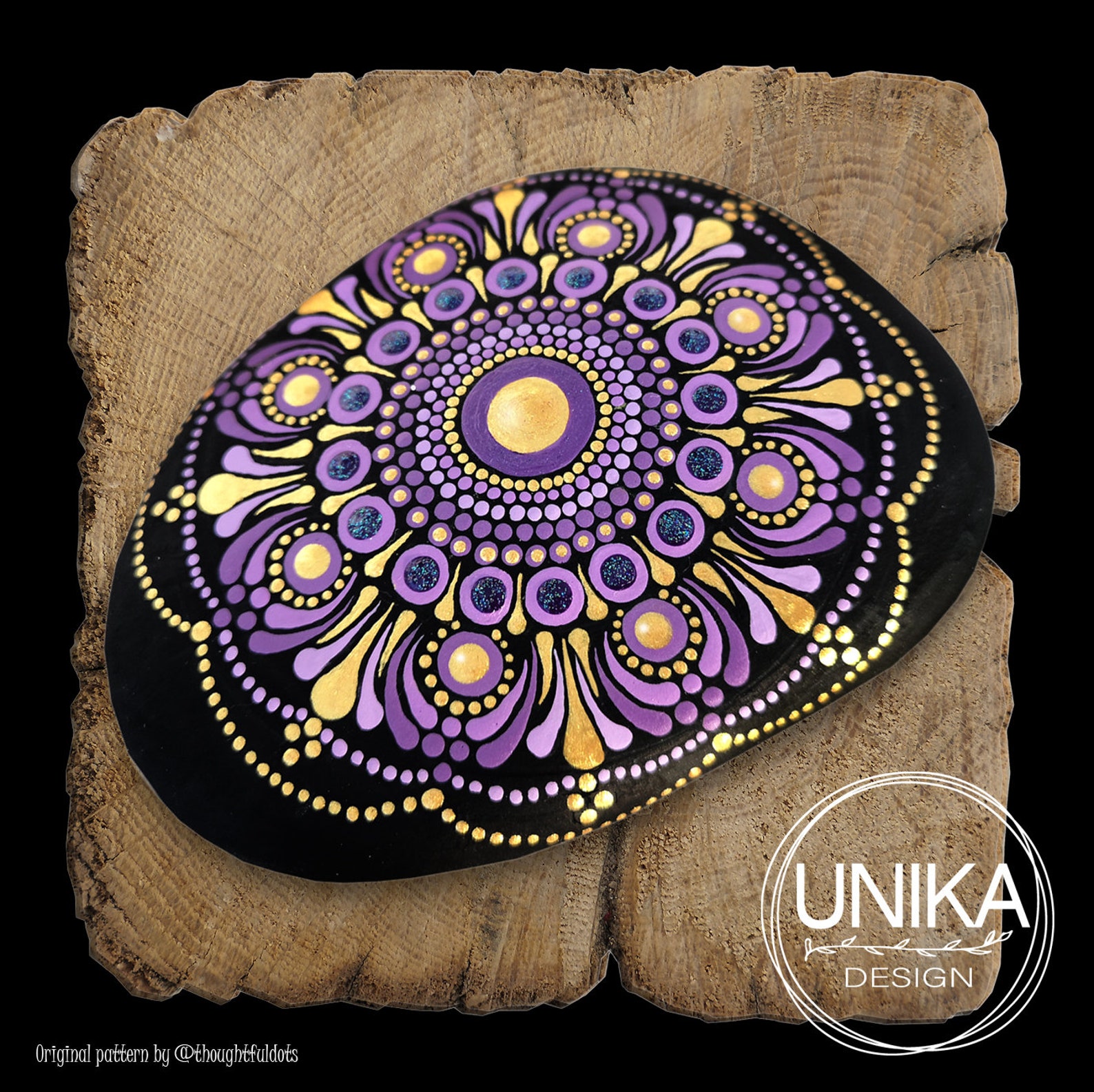 Hand Painted Mandala - Stone - Rock - Pebble - Dot Paint - Shiny - Gift ...