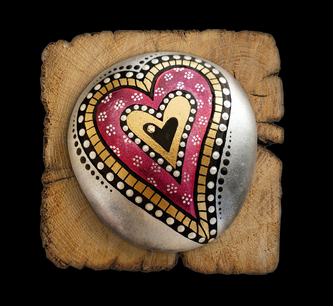 Hand Painted Heart Stone Rock Hand Made Dot Paint - Etsy