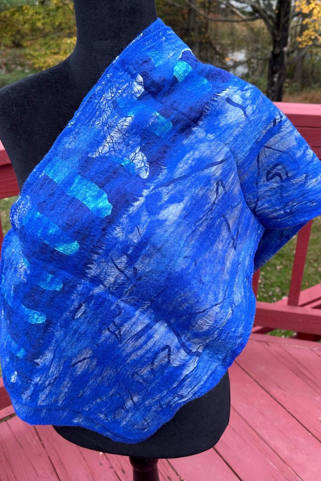 Handmade Felt Shawl, Made From Merino Wool and Recycled Silk. Soft and ...