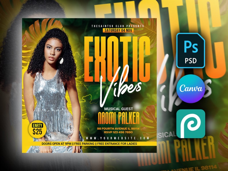 Summer Party Flyer DIY Editable Template for Photoshop, Canva ...