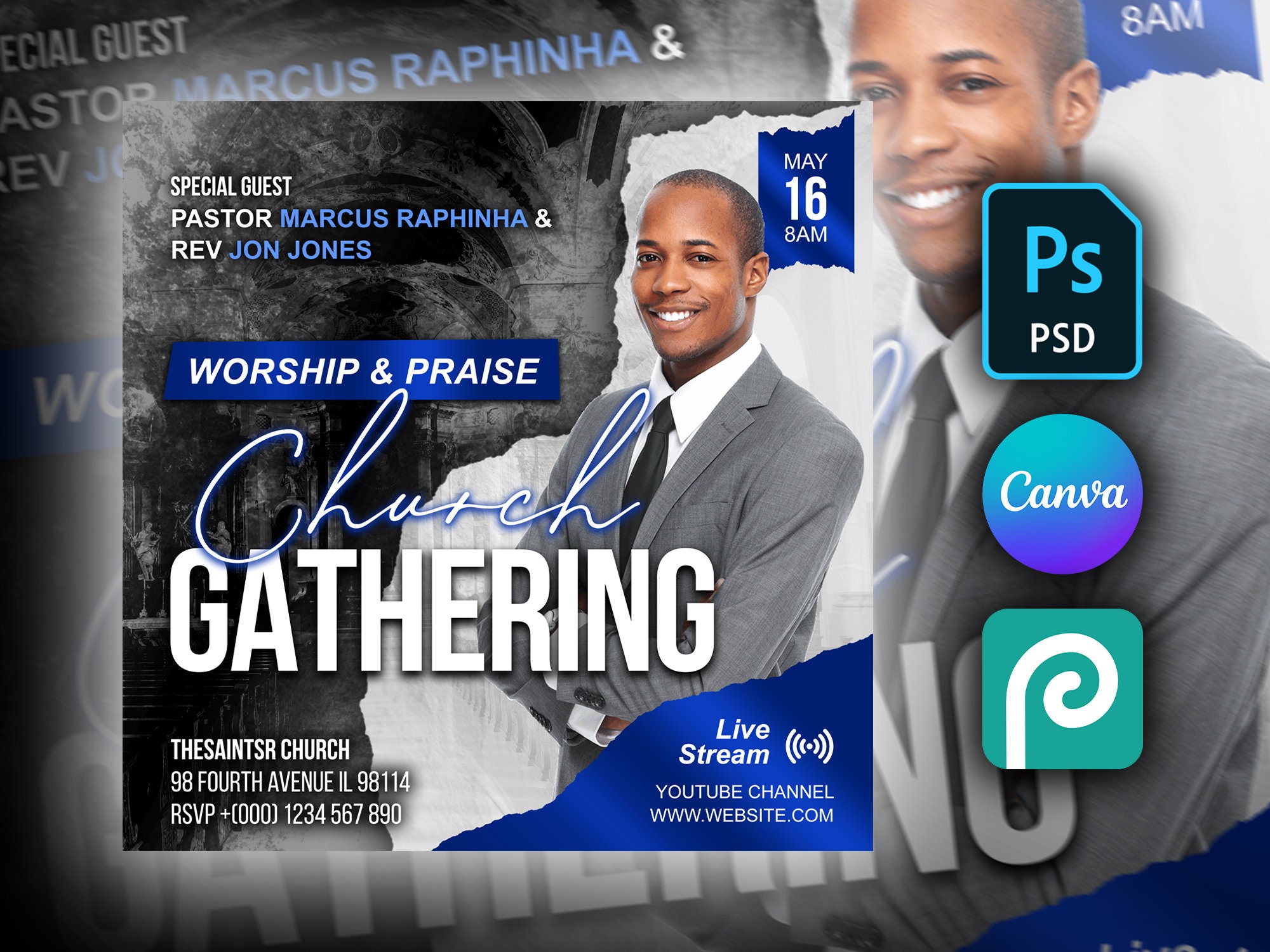 Customizable DIY Church Flyer Template - Editable in Canva, Photoshop ...