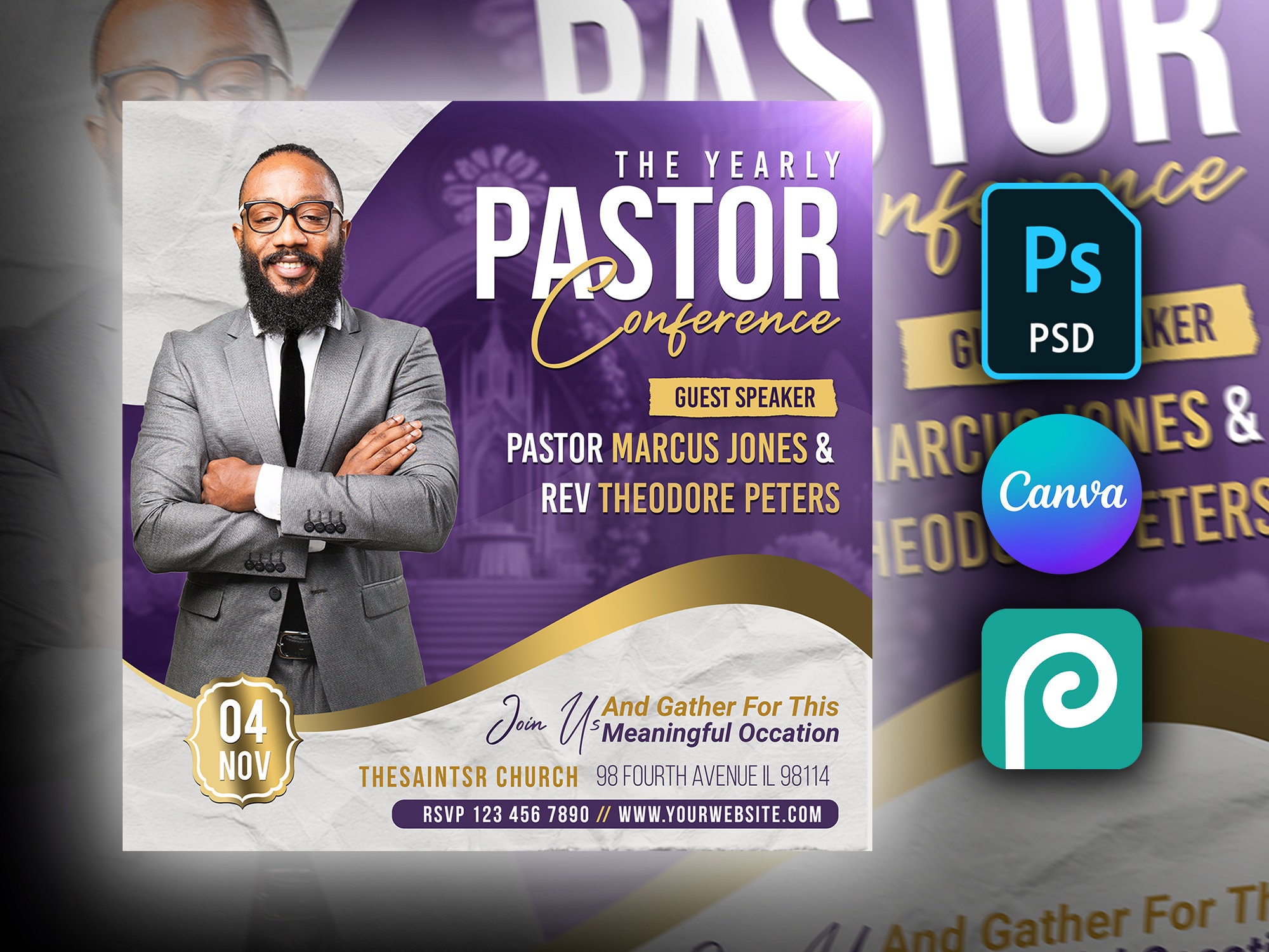 Elegant Church Flyer Template - Editable in Canva, Photoshop, and ...