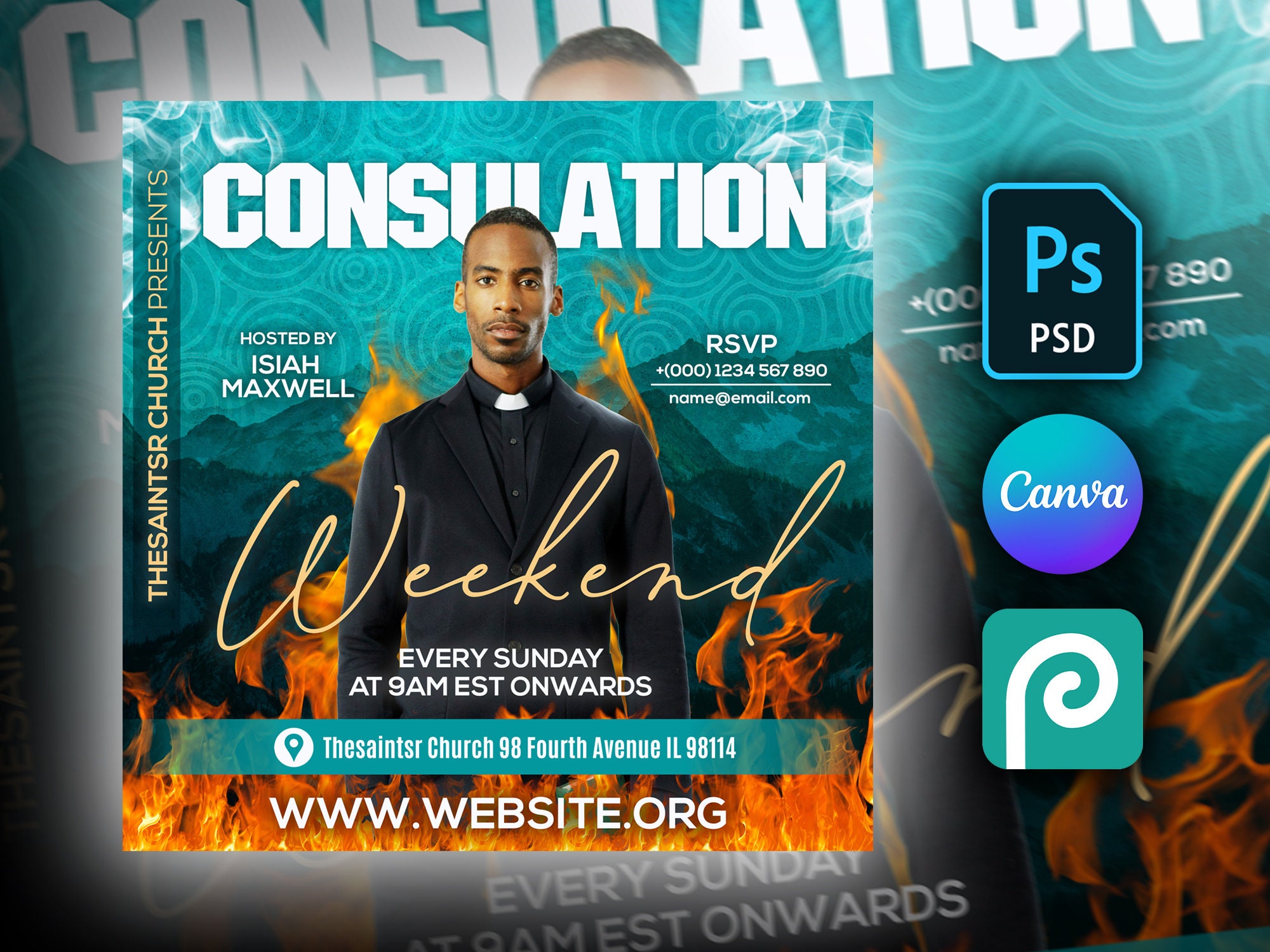 DIY Christian Flyer Design Template for Photoshop, Canva, and Photopea ...