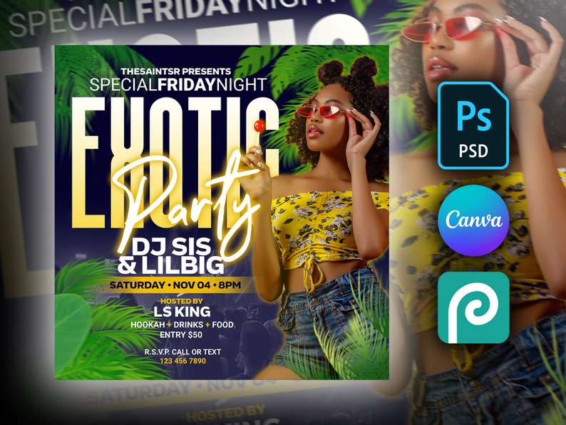 Summer Party Flyer DIY Editable Template for Photoshop, Canva ...