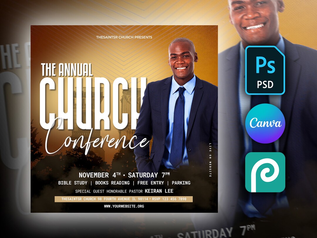 DIY Christian Flyer Design Template for Photoshop, Canva, and Photopea ...