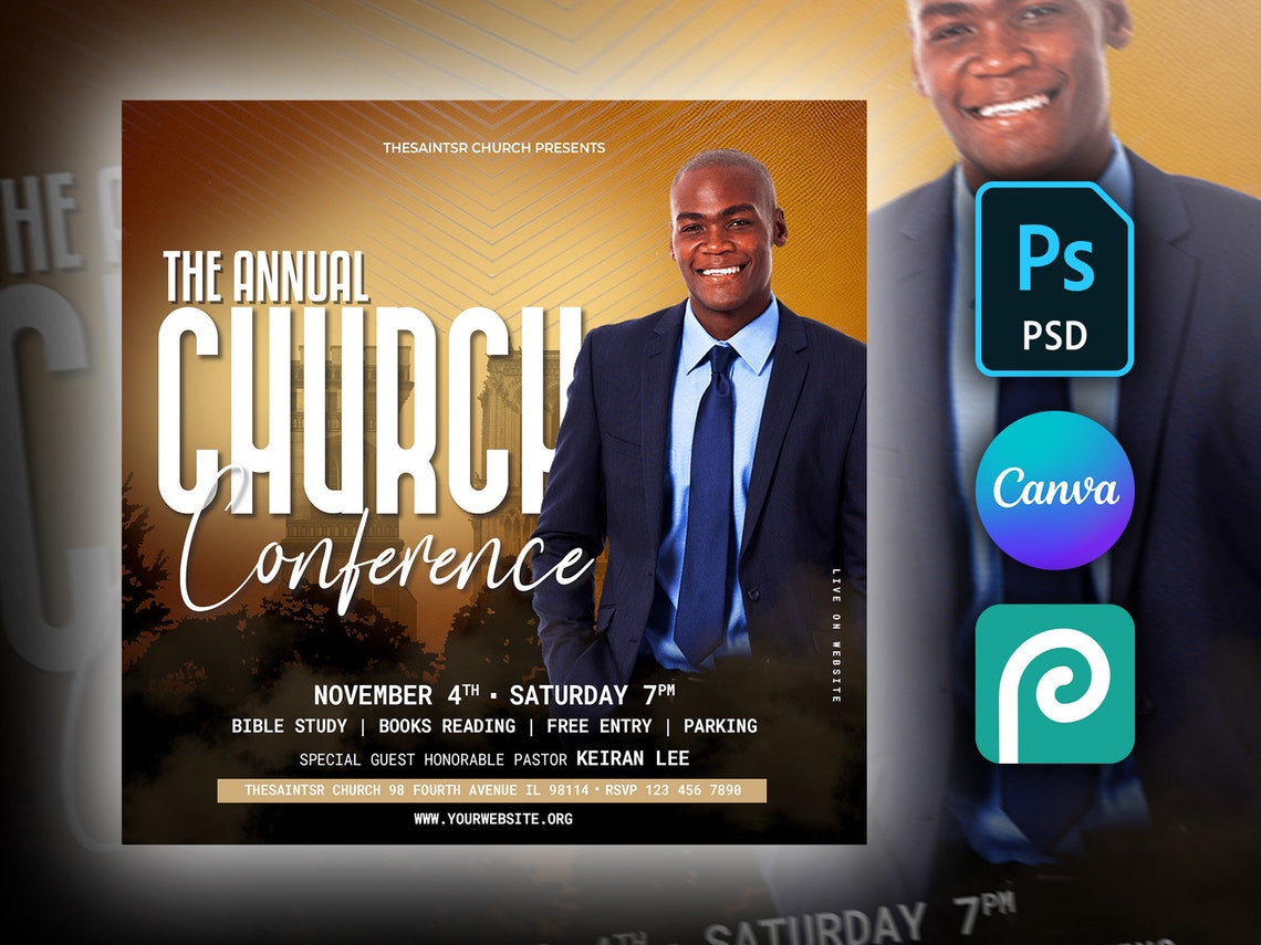 DIY Christian Flyer Design Template for Photoshop, Canva, and Photopea ...