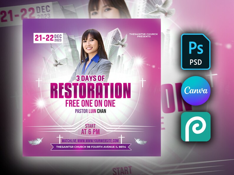 Customizable DIY Church Flyer Template Editable in Canva, Photoshop ...