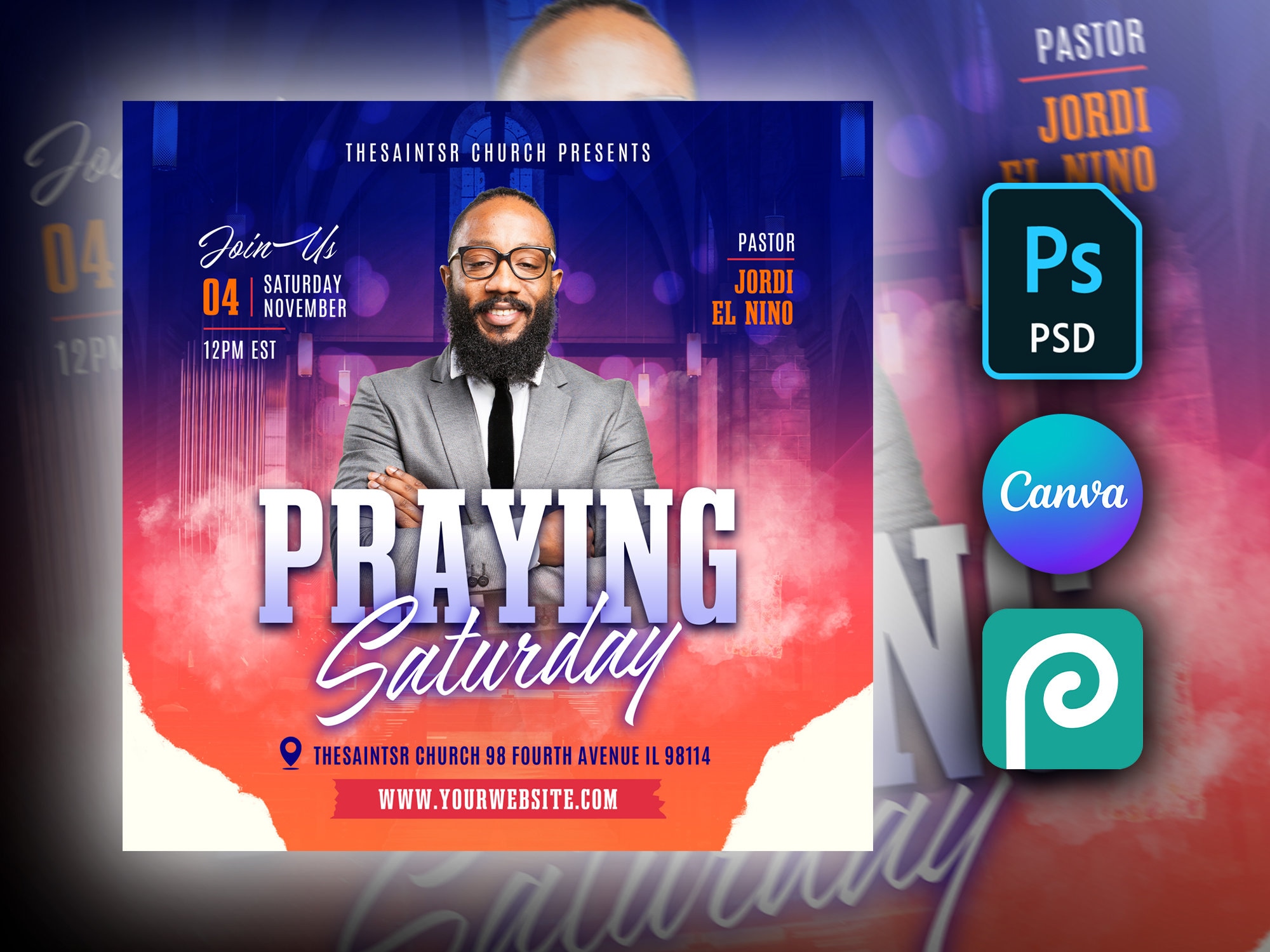 Church Flyer Design - DIY Template in Canva, Photoshop & Photopea ...