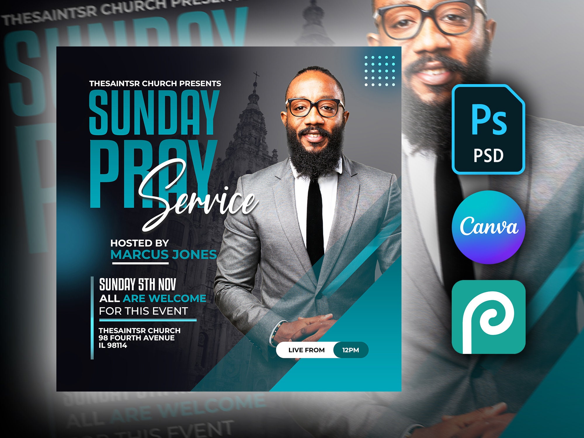 DIY Church Flyer Template - Editable in Canva, Photoshop, and Photopea ...