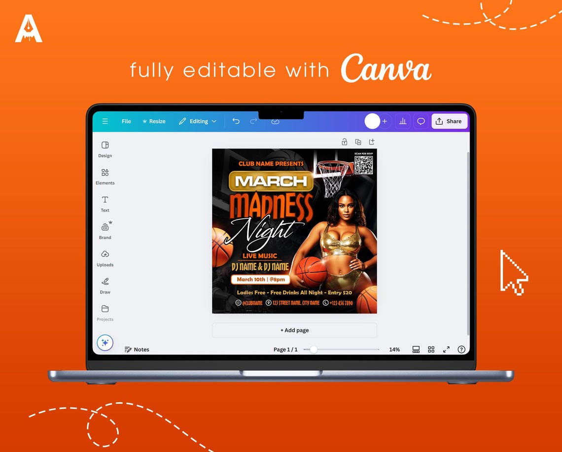 March Madness Editable Flyer Template for Canva, DIY Party Flyer, Event ...