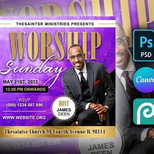 DIY Church Flyer Design. Customizable in Canva, Photoshop, Photopea ...