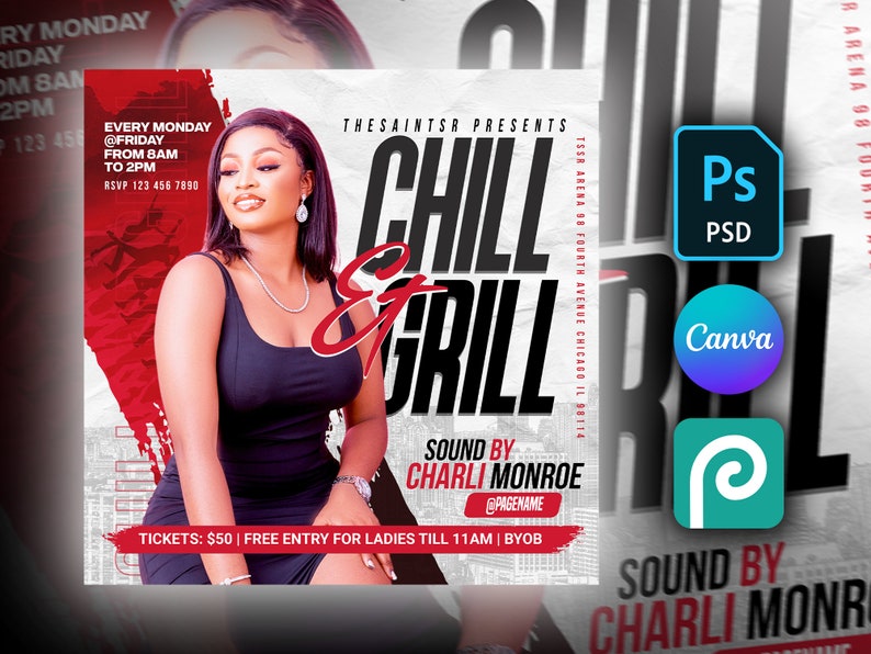 Club Flyer Party DIY Editable Flyer Template for Photoshop, Canva ...