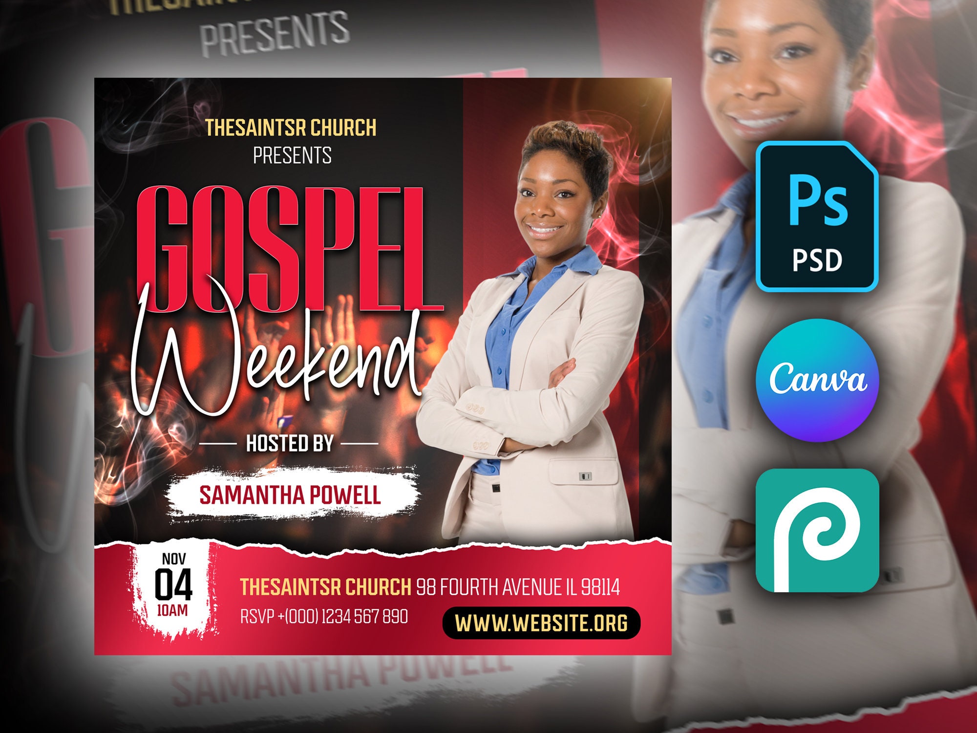 Elegant Church Flyer Template - Editable in Canva, Photoshop, and ...