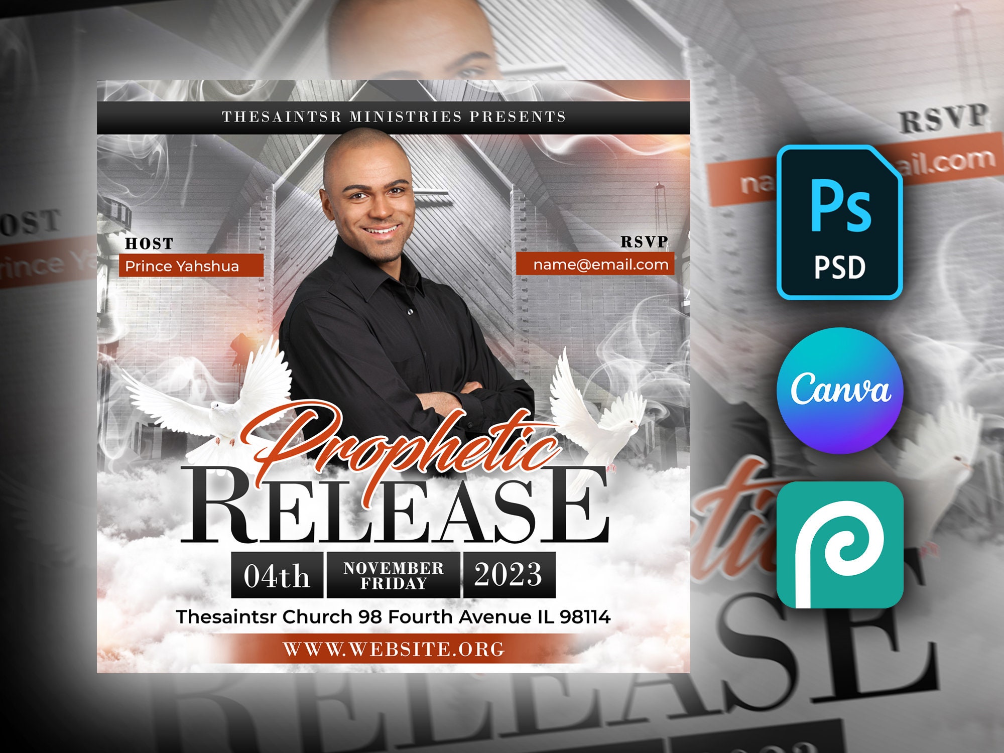 DIY Church Flyer Template - Editable in Canva, Photoshop, and Photopea ...